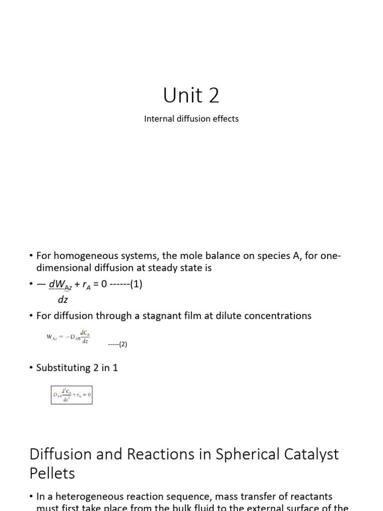 ARE - unit 2 | PDF | Diffusion | Reaction Rate