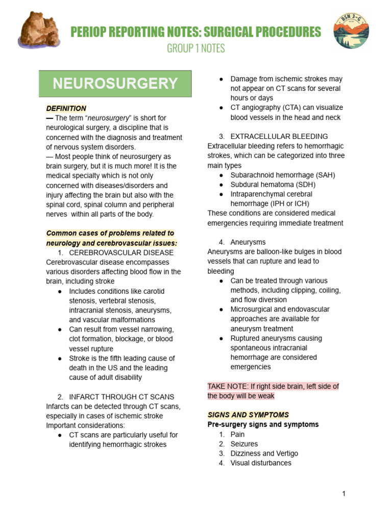 Overview of Common Neurosurgery Procedures | PDF | Neurosurgery ...