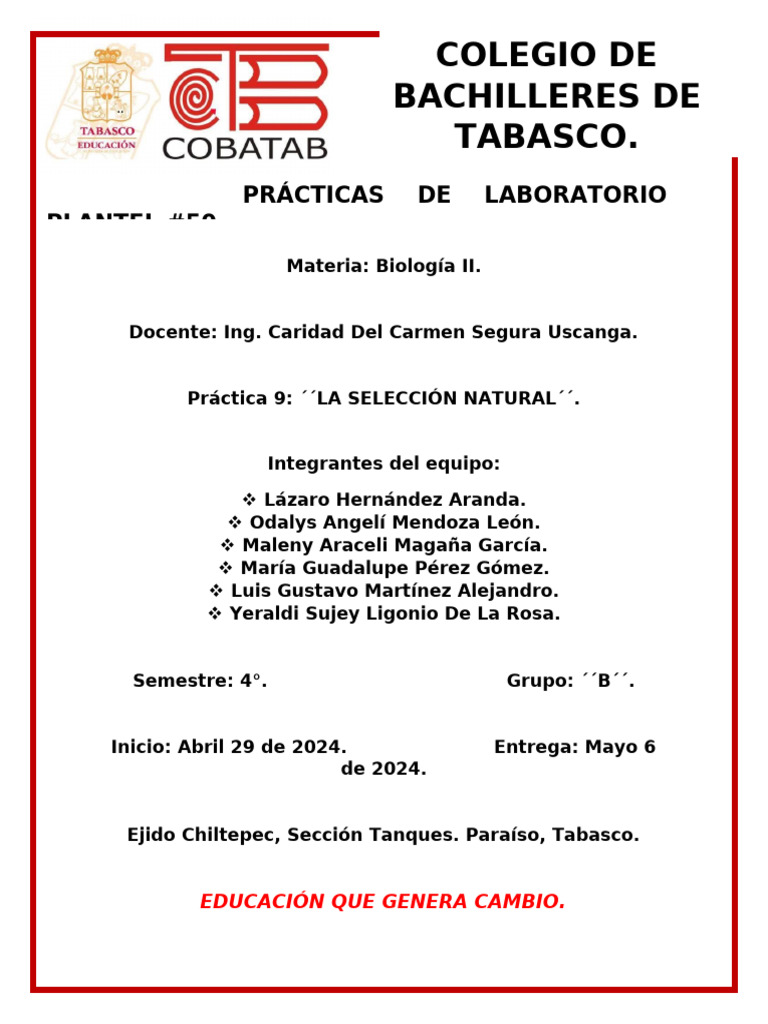 Práctica de Selección Natural en Biología | PDF | Depredación ...
