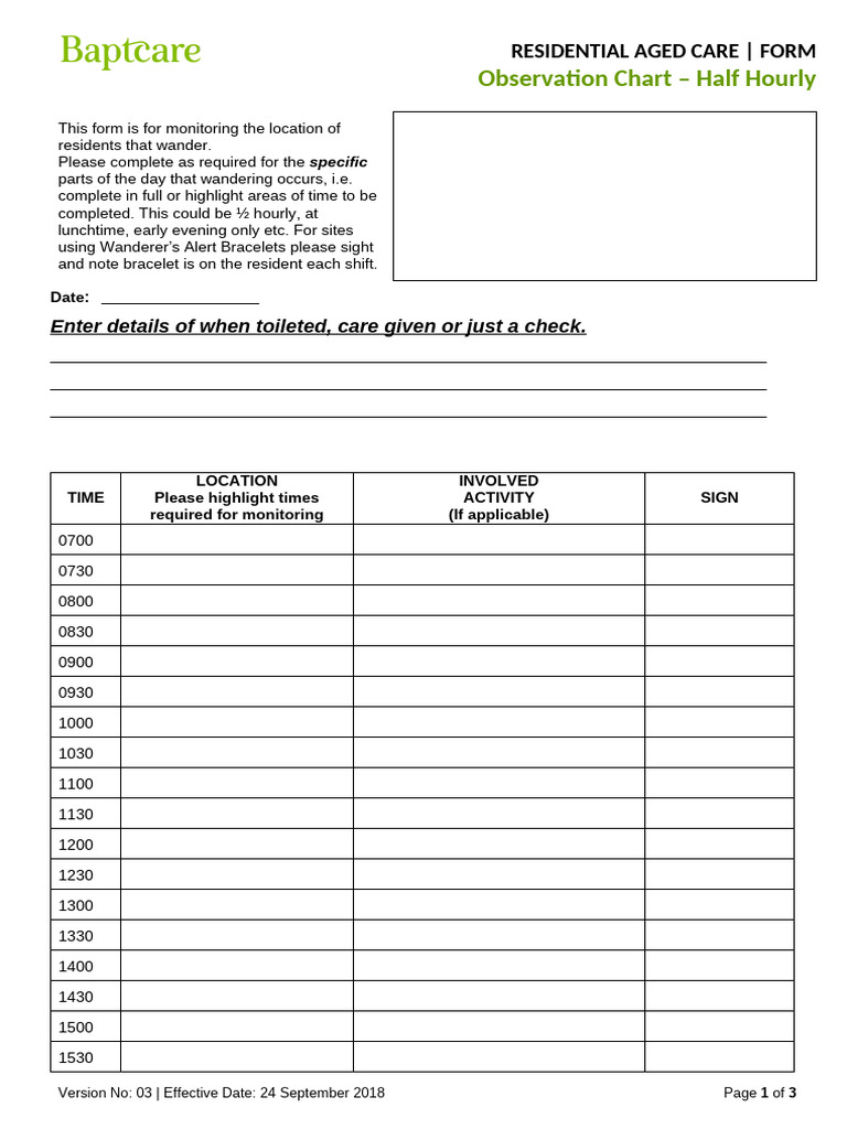 Wanderer Observation Chart - Half Hourly-Phillips | PDF