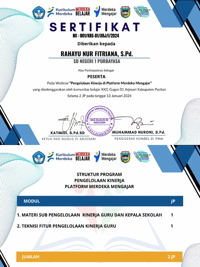 Sertifikat Webinar Seri1 Rahayu Fitriana | PDF