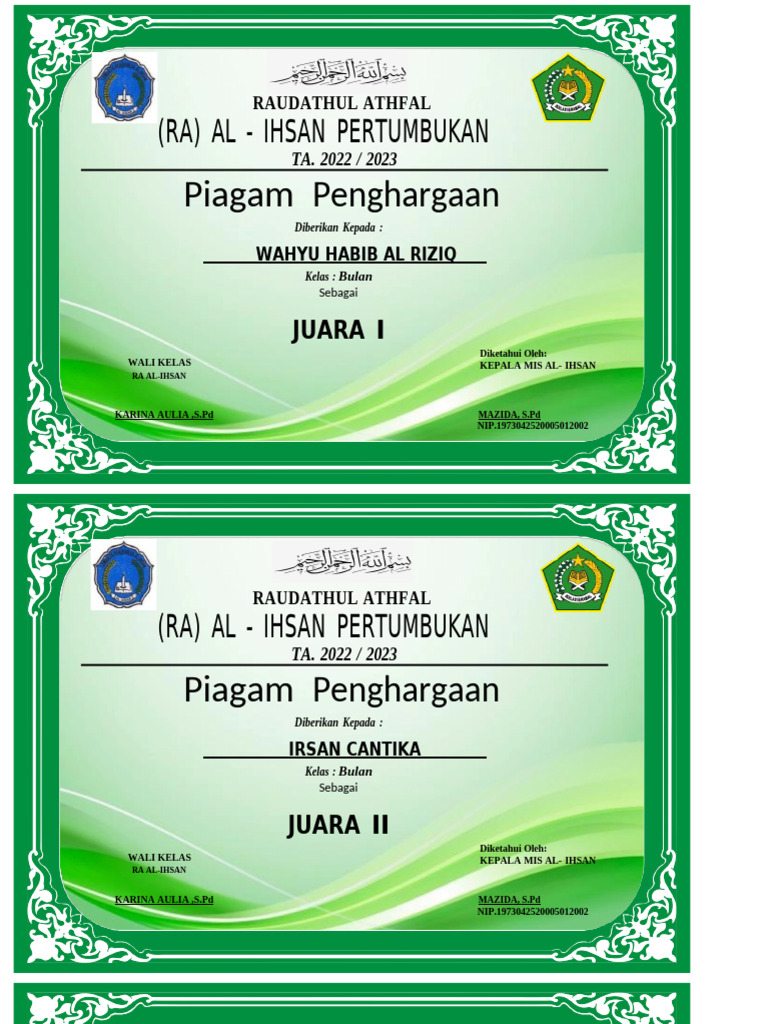 Sertifikat Piagam Ra | PDF