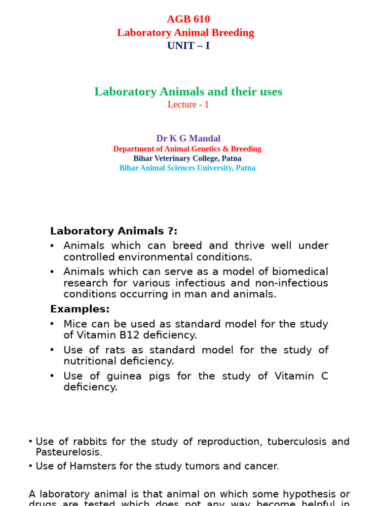 Laboratory Animal Breeding Overview | PDF | Animal Testing | Medical ...