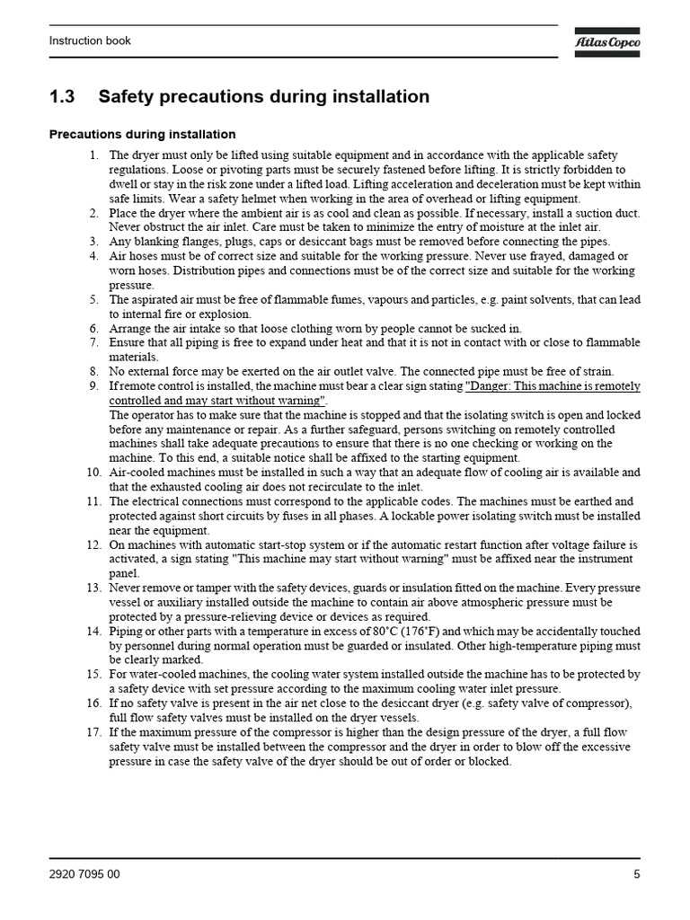 1.3 Safety Precautions During Installation | PDF | Valve | Clothes Dryer
