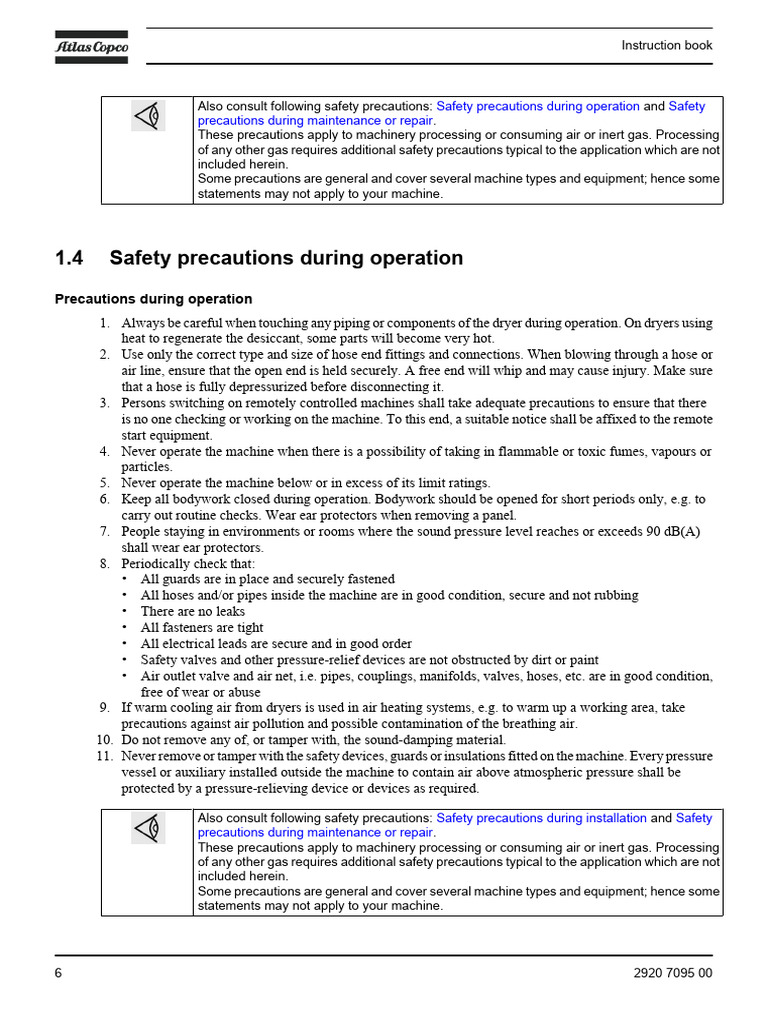 1.4 Safety Precautions During Operation | PDF | Valve | Pipe (Fluid ...