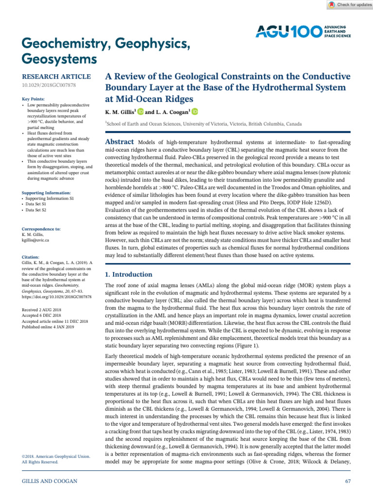 Geochem Geophys Geosyst - 2018 - Gillis - A Review of The Geological ...