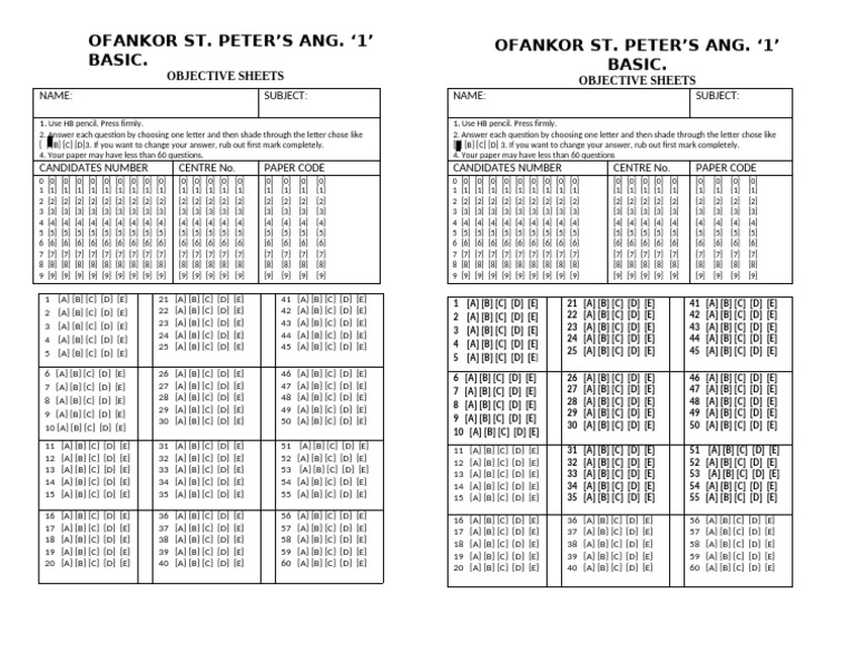 Objective Answer Sheet | PDF