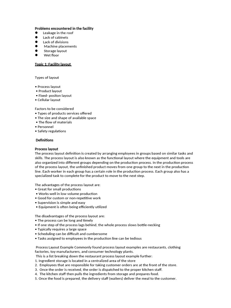 Facility-Layout FRISC OJT | PDF | Kitchen