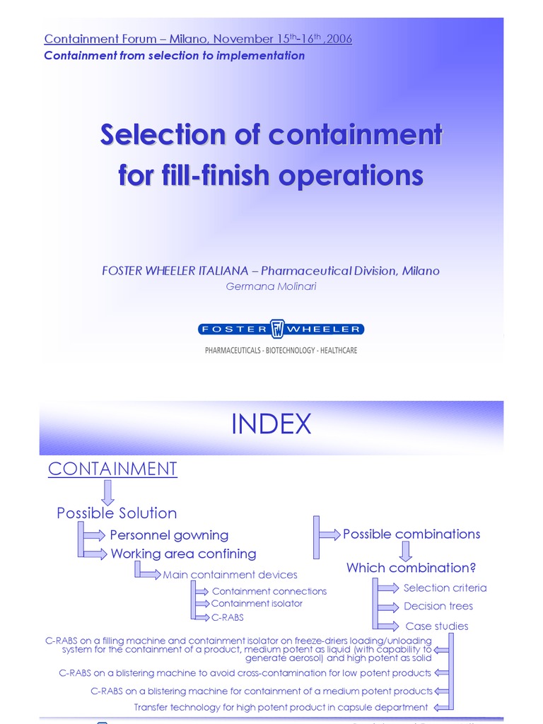 Selection Off Conttaiinmentt For Fill-Finish Operations | PDF | Nature ...