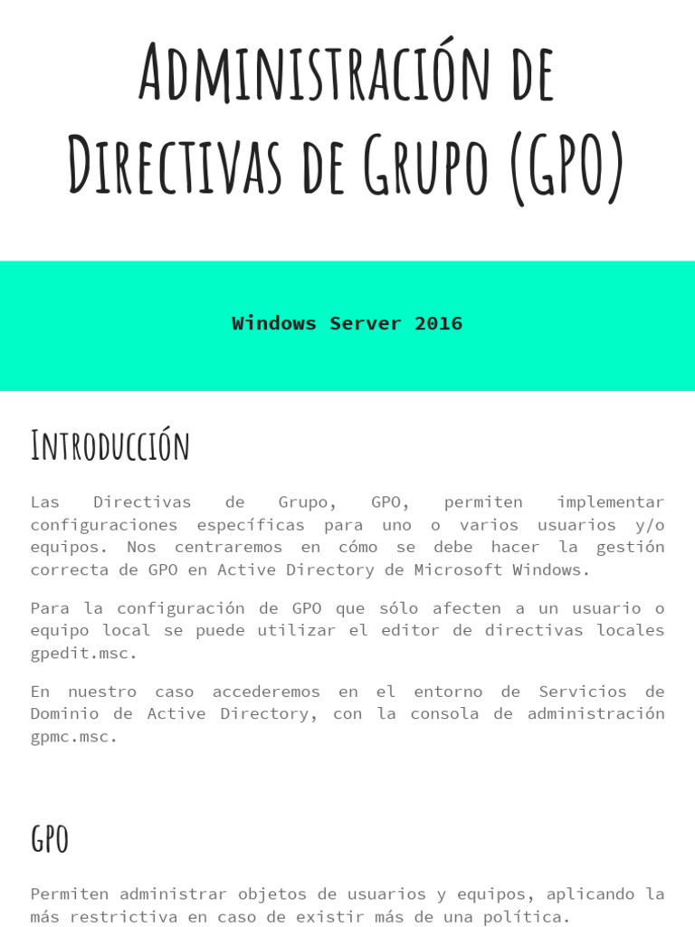 Gestión de GPO en Active Directory | PDF | Política de grupo ...