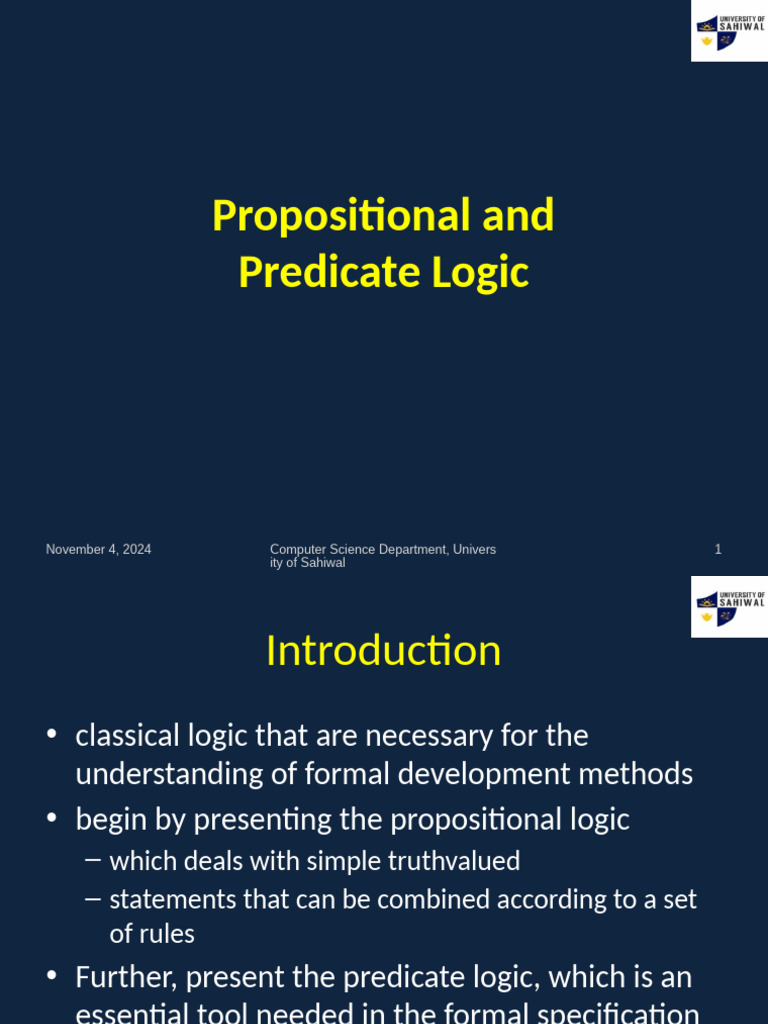 Propositional & Predicate Logic Guide | PDF | Logic | Proposition