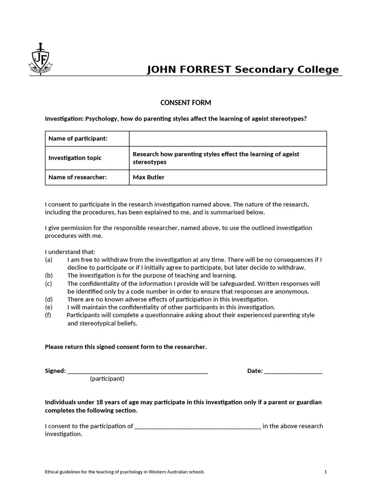 GEPSY Generic Consent Form 2024 | PDF | Wellness
