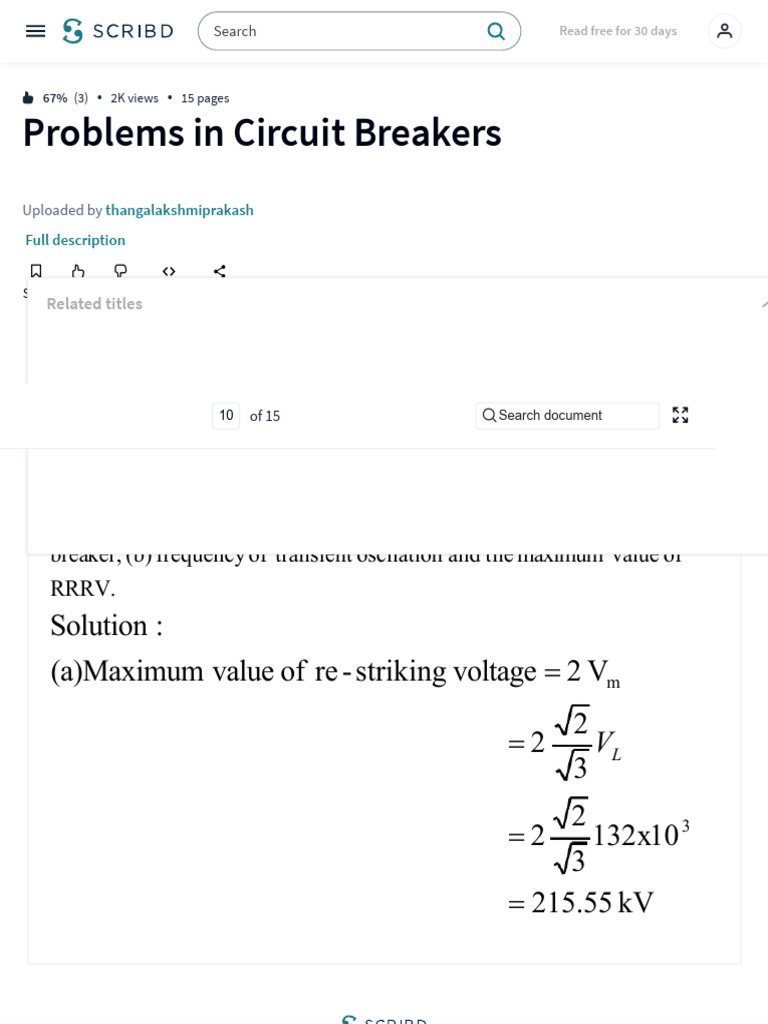 Problems in Circuit Breakers - PDF - Capacitor - Electrical Network | PDF | Electrical Network ...