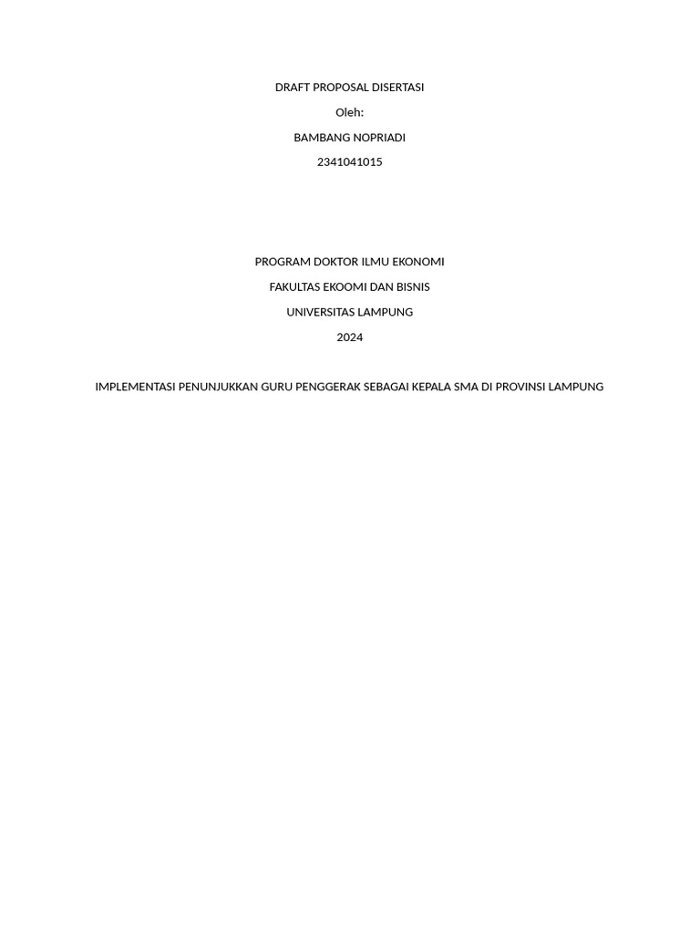 Draft Proposal Disertasi | PDF