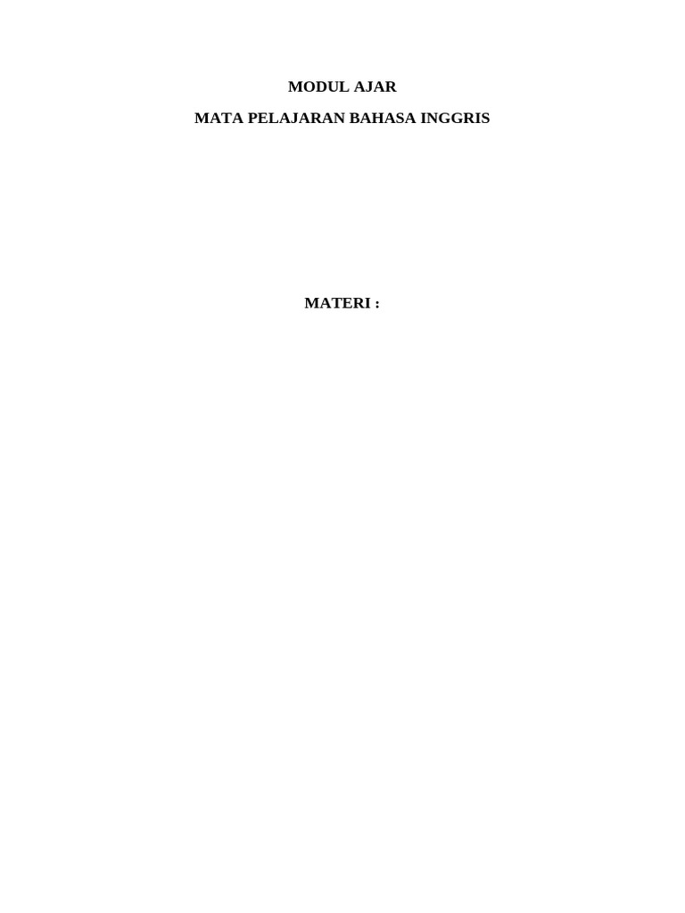 Modul Ajar Bahasa Inggris | PDF