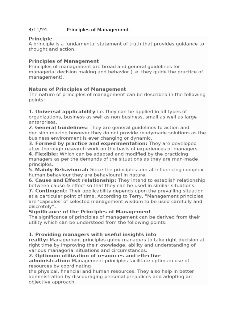 Principles of Management Explained | PDF | Employment | Disciplines