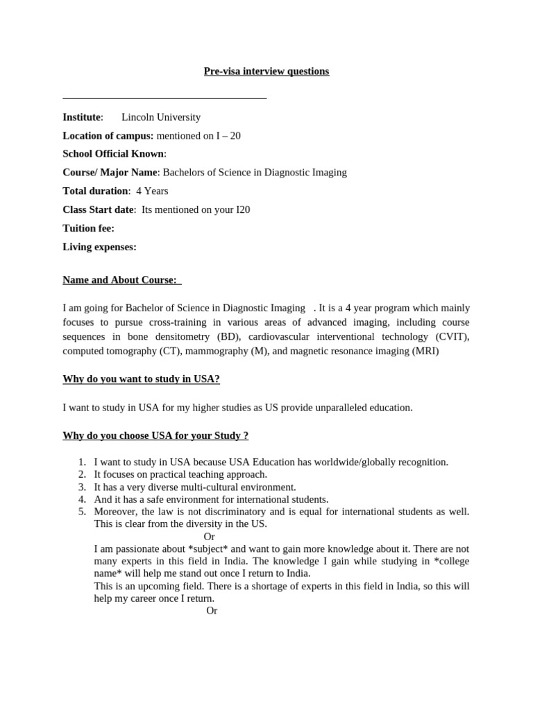 F1 Visa Interview Prep Guide | PDF | Medical Imaging