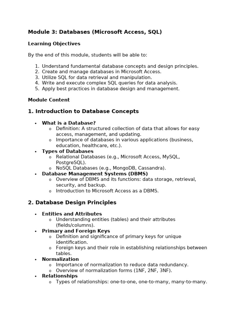 Module 3 Sql Pdf Databases Relational Database