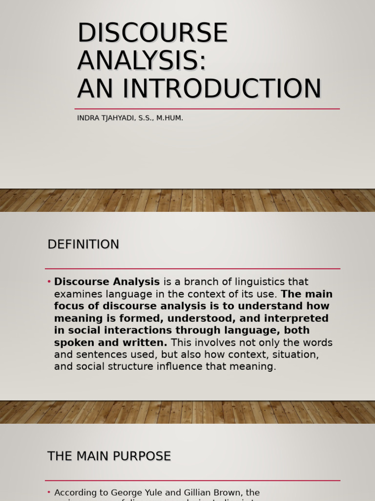 Pertemuan 01 - Introduction to Discourse Analysis | PDF | Linguistics | Discourse