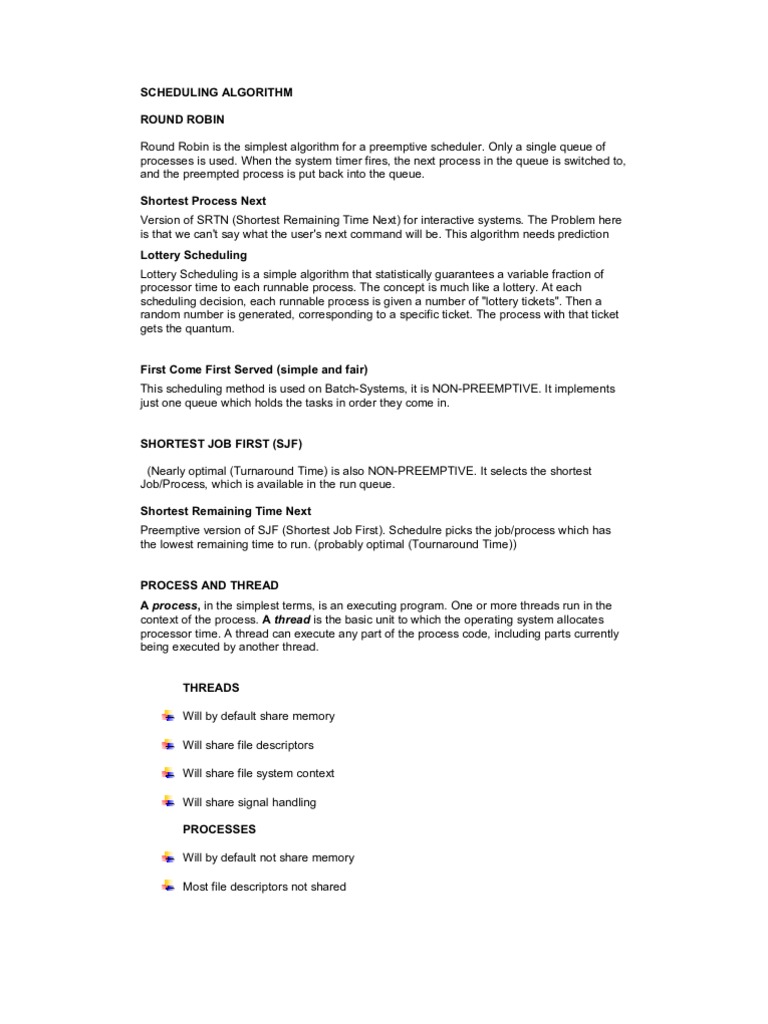 Scheduling Algorithm Pdf Thread Computing Process Computing