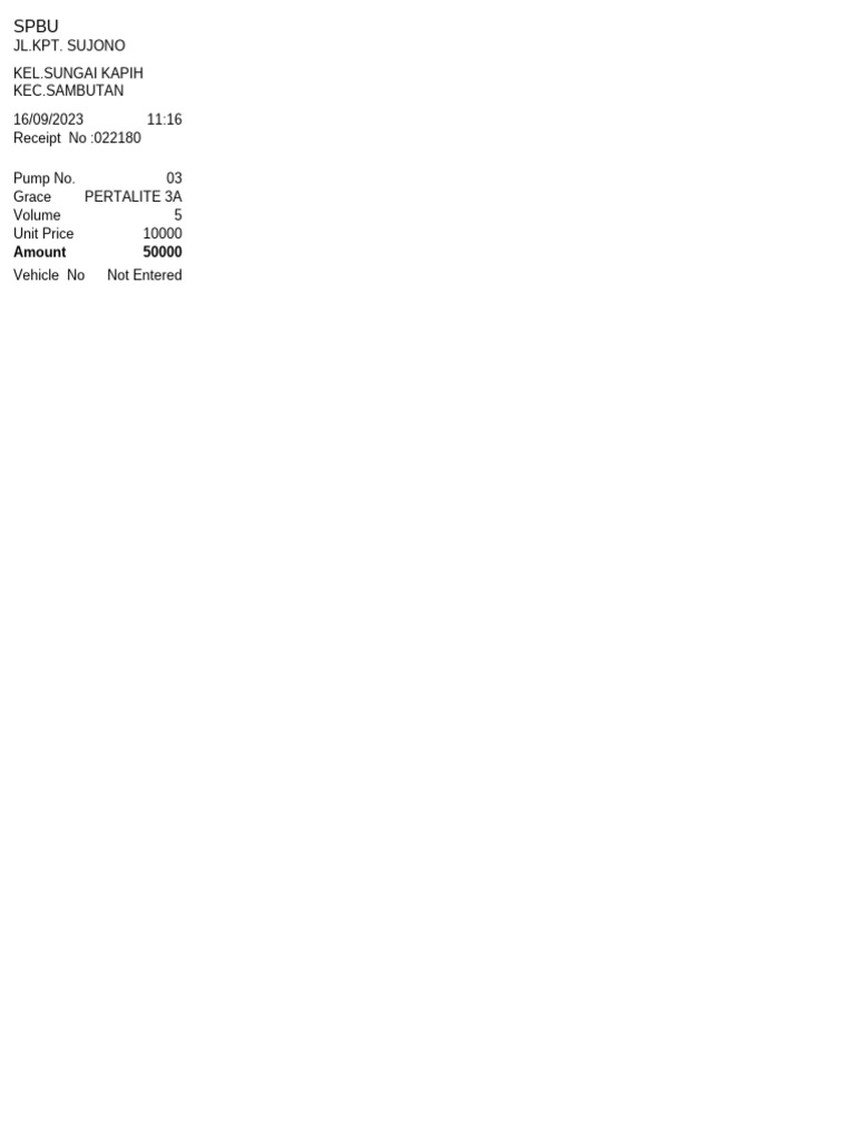 Struk Spbu | PDF
