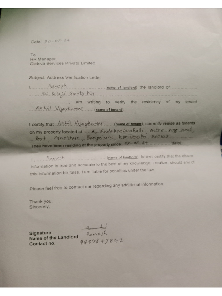 Current Address Proof 70080 | PDF