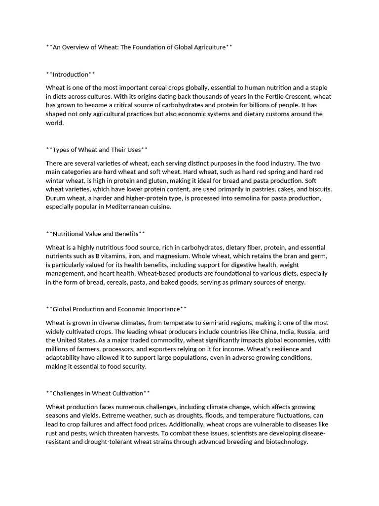 An Overview of Wheat | PDF | Wheat | Agriculture
