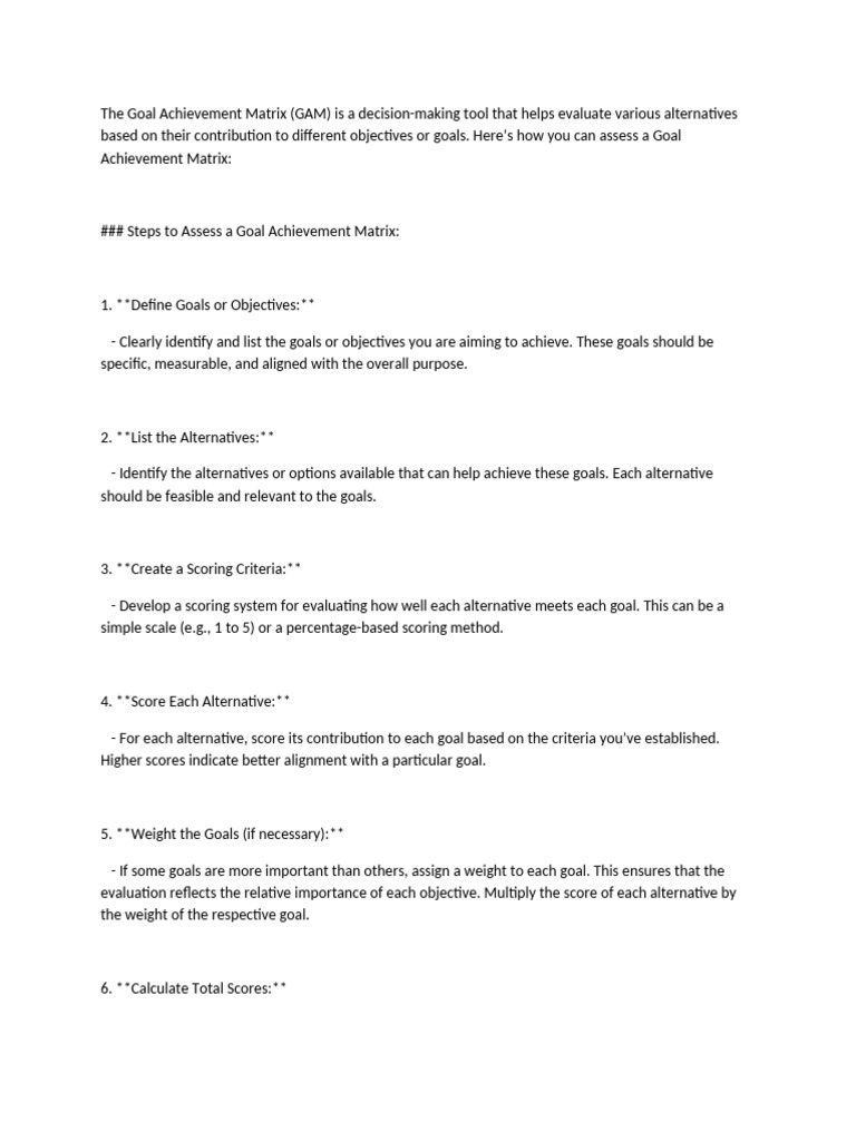 Assessing the Goal Achievement Matrix | PDF | Goal | Evaluation