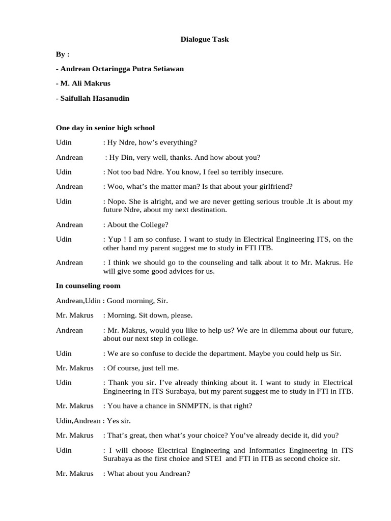 Dialogue Task | PDF | Career & Growth
