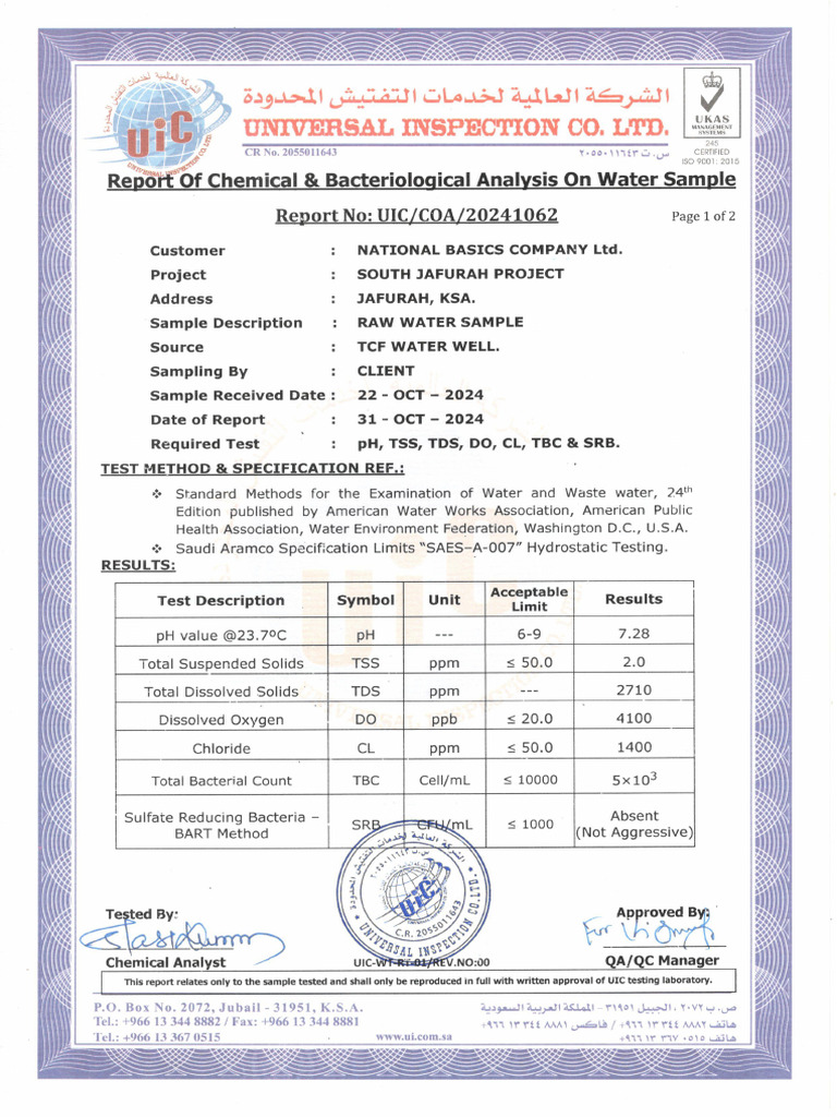 Uic-Coa-20241062 - NBC - Al Hasa | PDF