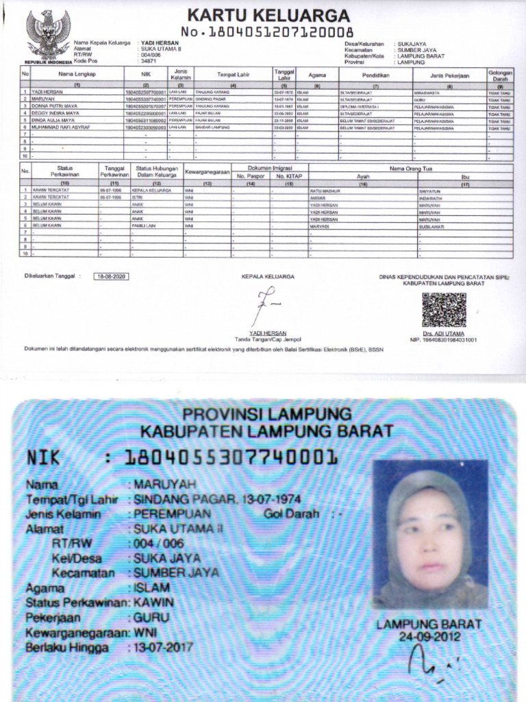 Kartu Keluarga Dan KTP | PDF