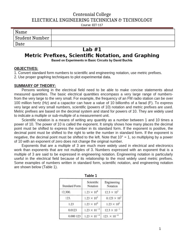 EET-117 LAB 1 24F | PDF | Significant Figures | International System Of Units