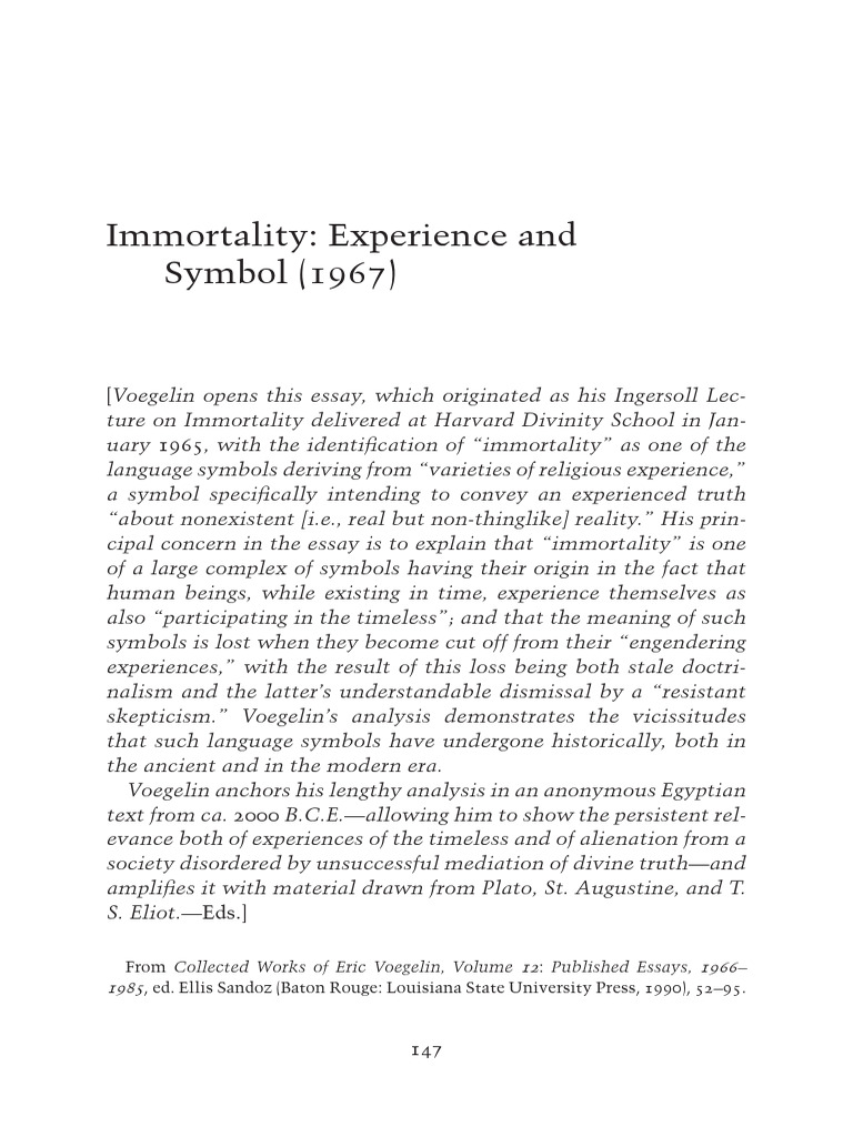 Immortality: Symbols and Experiences | PDF | Experience | Truth