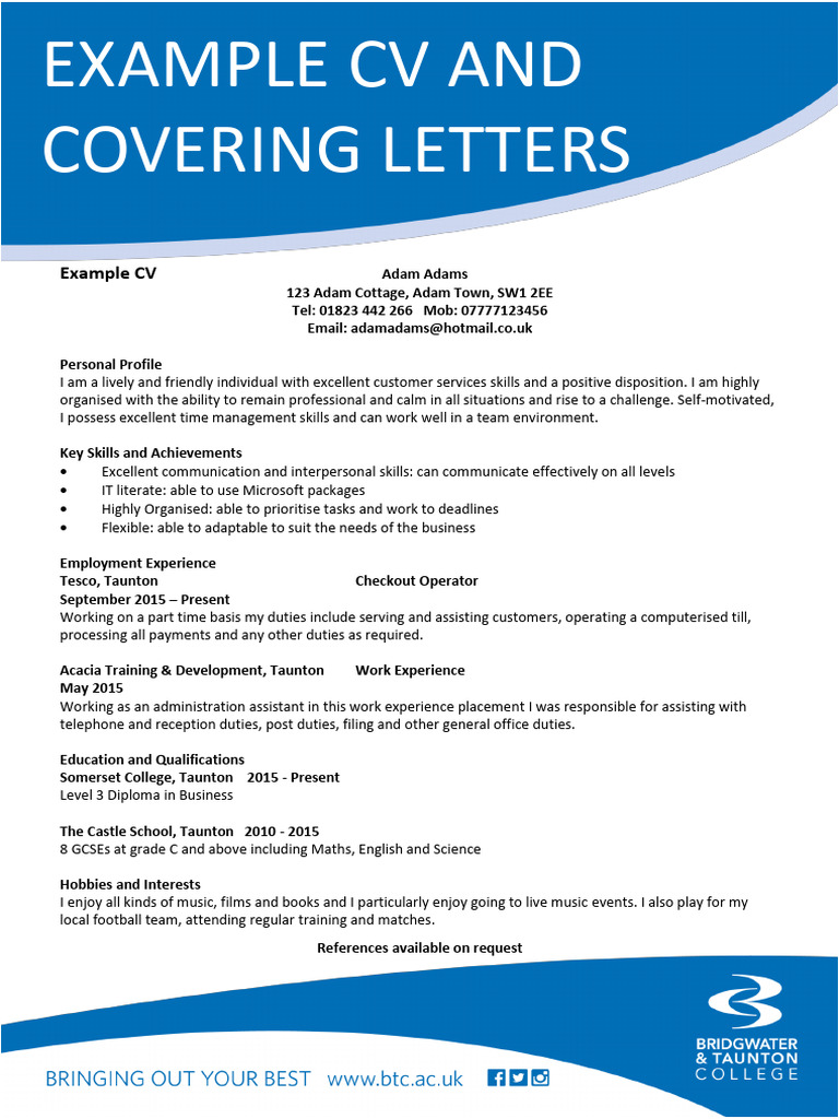 Tesco CV Example for Job Applications | PDF | Leadership