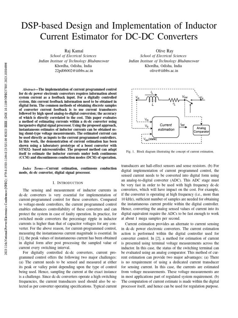 DSP-based Design and Implementation of Inductor Current Estimator For DC-DC Converters | PDF ...