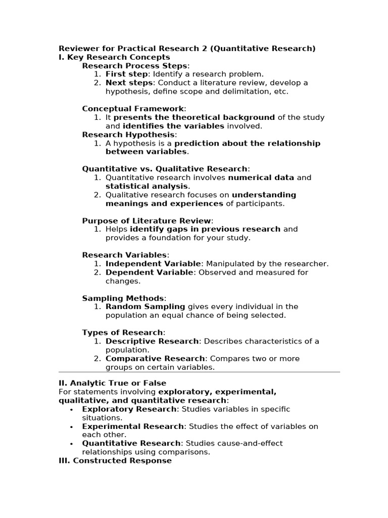 Reviewer For Practical Research 2 | PDF | Quantitative Research | Statistics