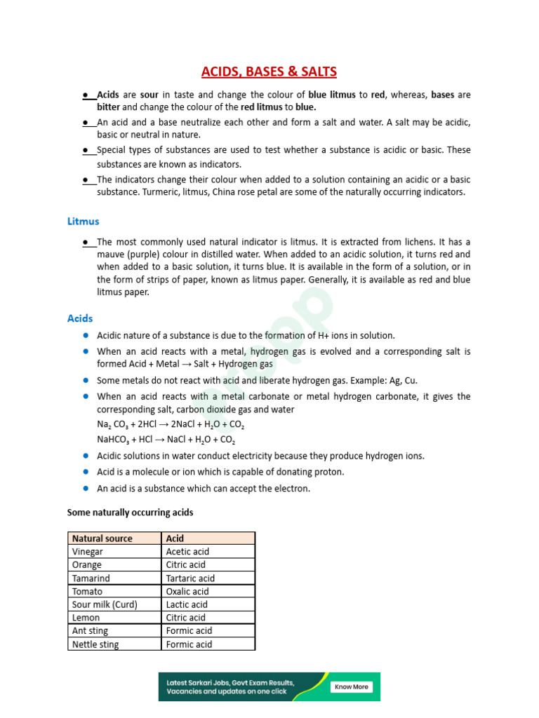 acid base and salt | PDF | Acid | Ph