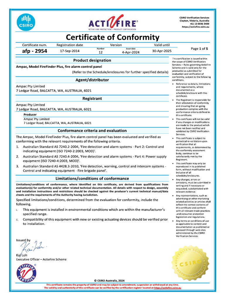 FireFinder Plus (AFP-2954) | PDF