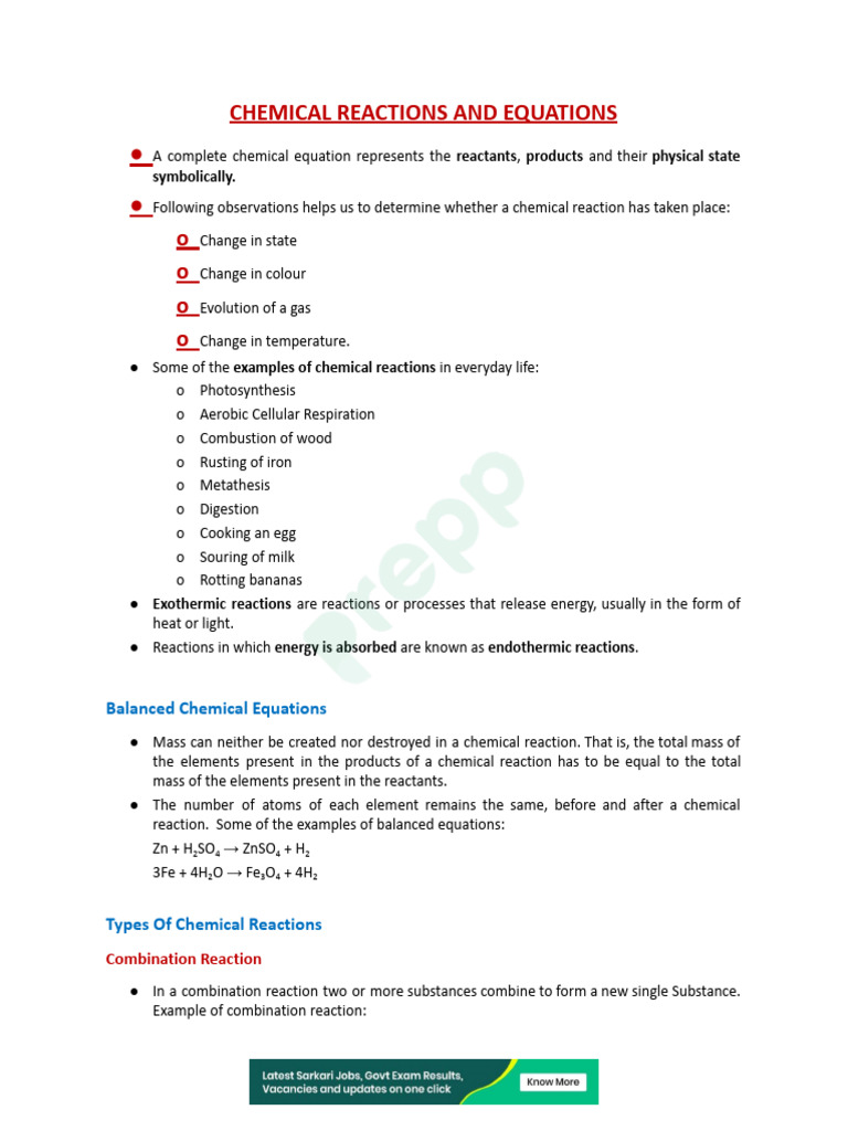 Understanding Chemical Reactions and Equations | PDF | Chemical ...