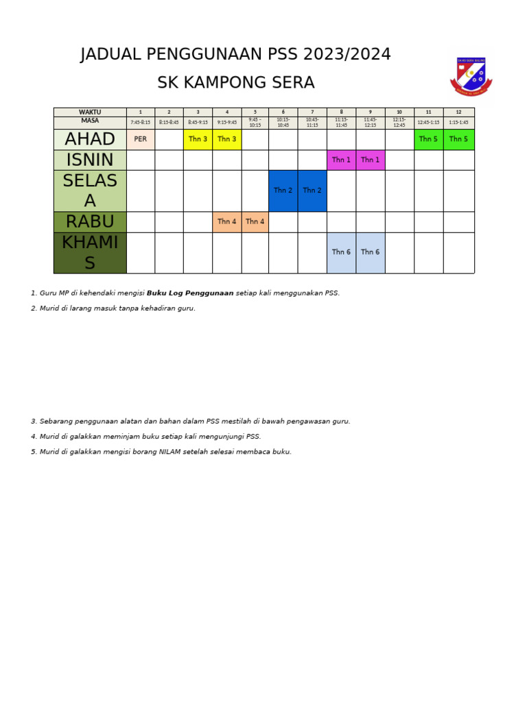 Jadual Penggunaan Pss | PDF