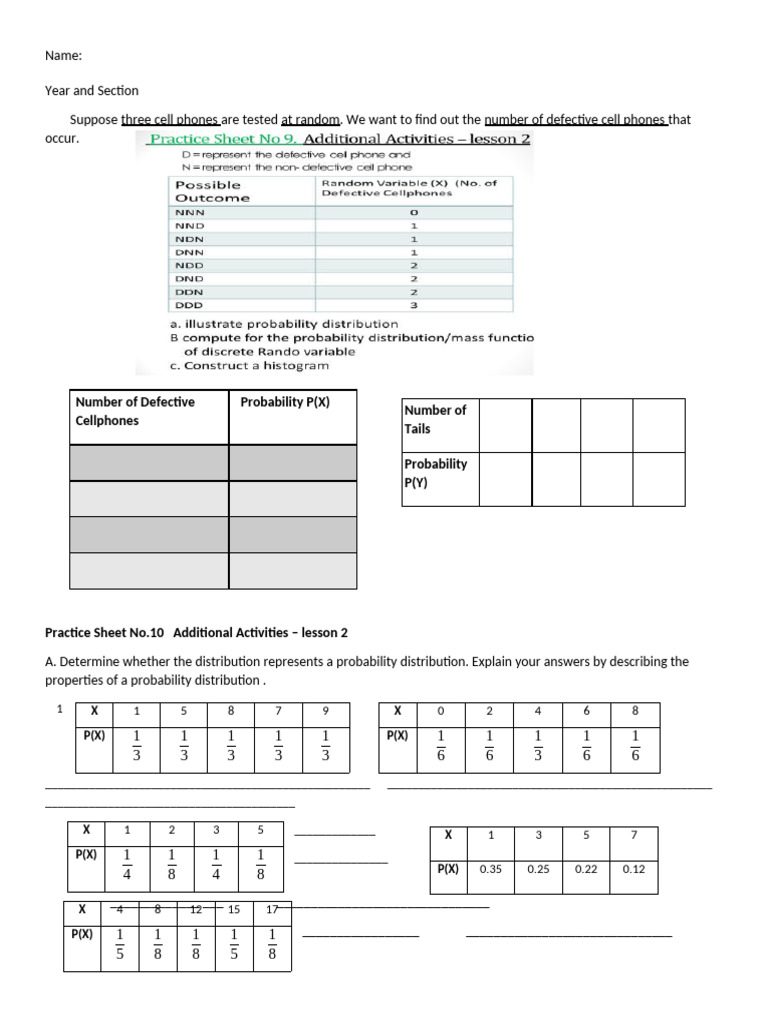 Probability and Statistics Practice Sheet | PDF | Teaching Methods ...