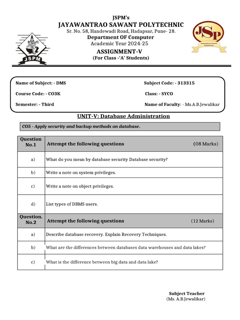 DMS Assignment 5 Class-A | PDF