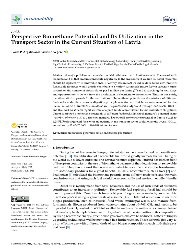 Perspective Biomethane Potential and Its Utilizati | PDF | Biogas ...