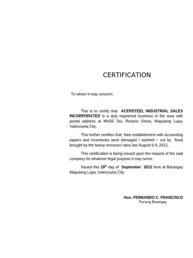 CERT. FOR TYPHOON ONDOY | PDF | Typhoon | Natural Disasters