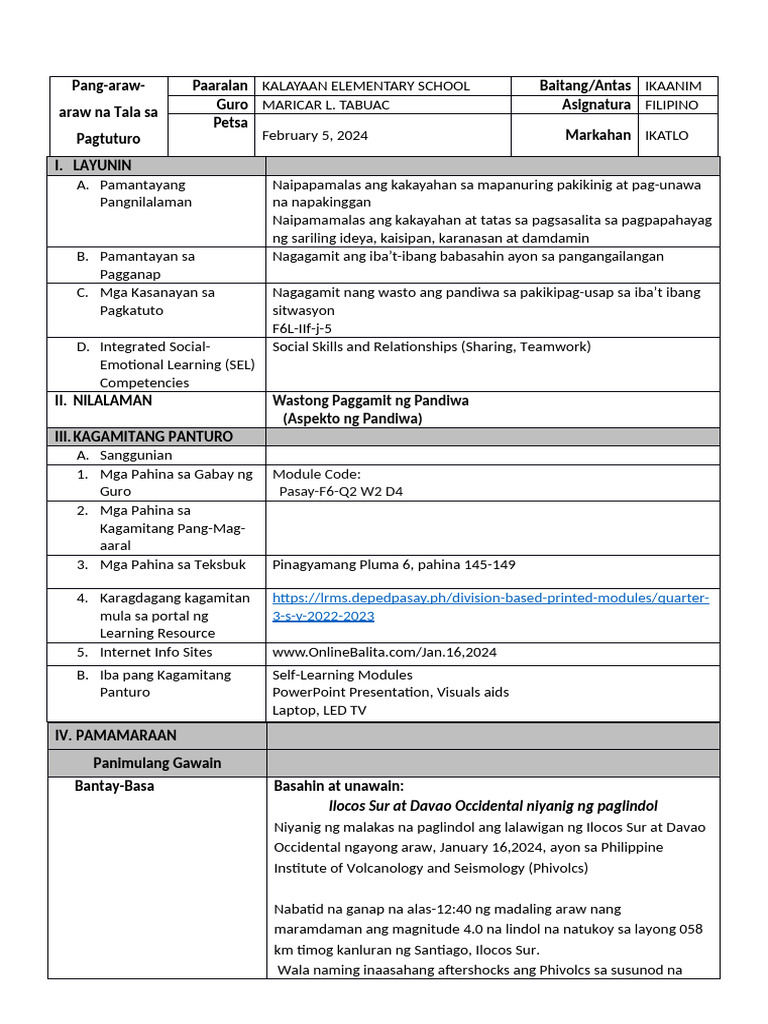 DLP Cot 1 Fil.q3 | PDF