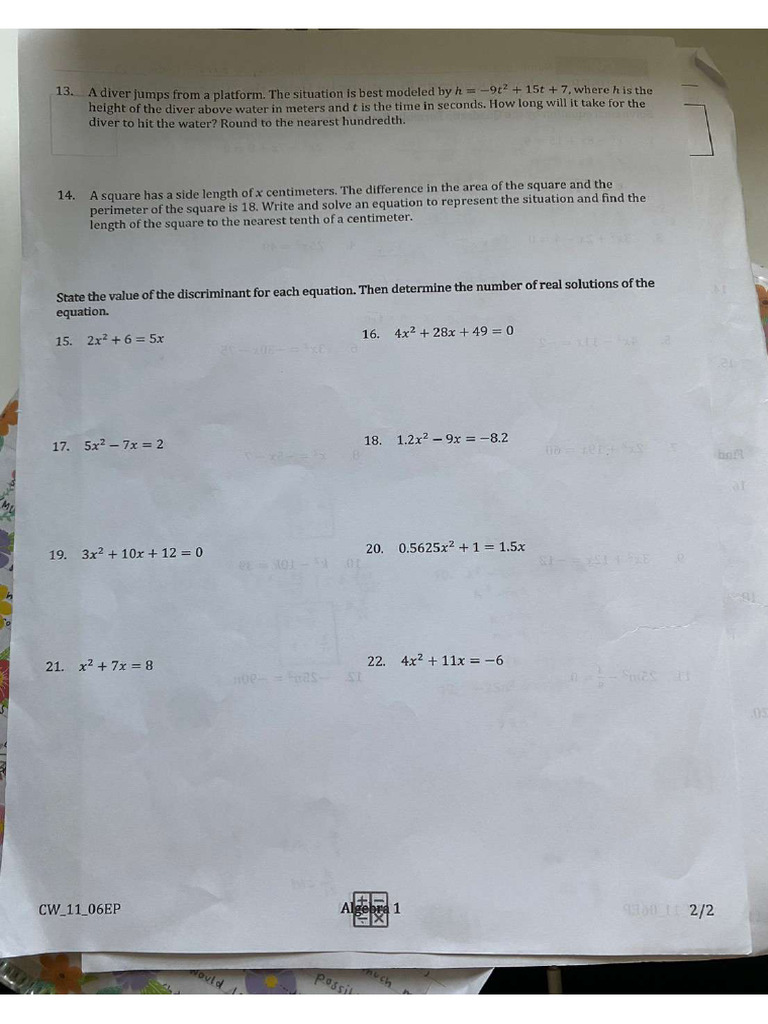 Solving Systems of Linear and Quadratic Equation 2 | PDF