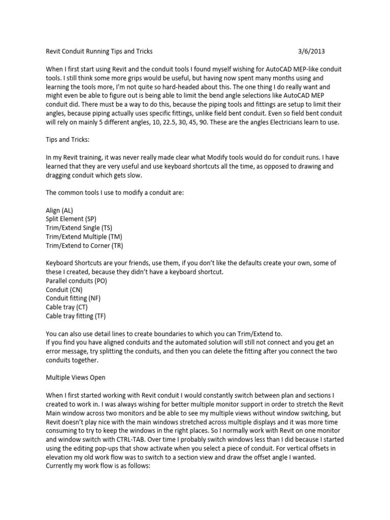 Revit Conduit Running Tips and Tricks | PDF | Autodesk Revit