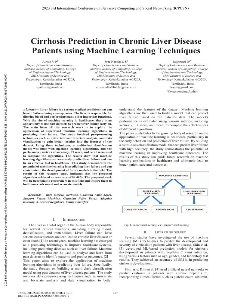 Cirrhosis Prediction In Chronic Liver Disease Patients Using Machine Learning Techniques Pdf