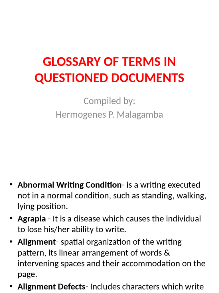 Glossary of Terms in Questioned Documents | PDF | Ultraviolet | Electromagnetic Spectrum