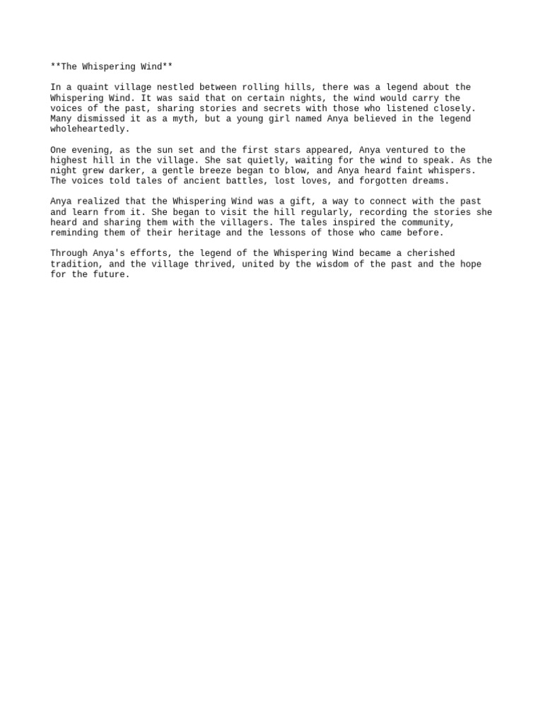 The Legend of the Whispering Wind | PDF | Poetry